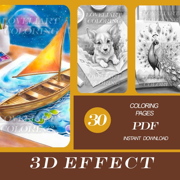3d Coloring Printable - Etsy