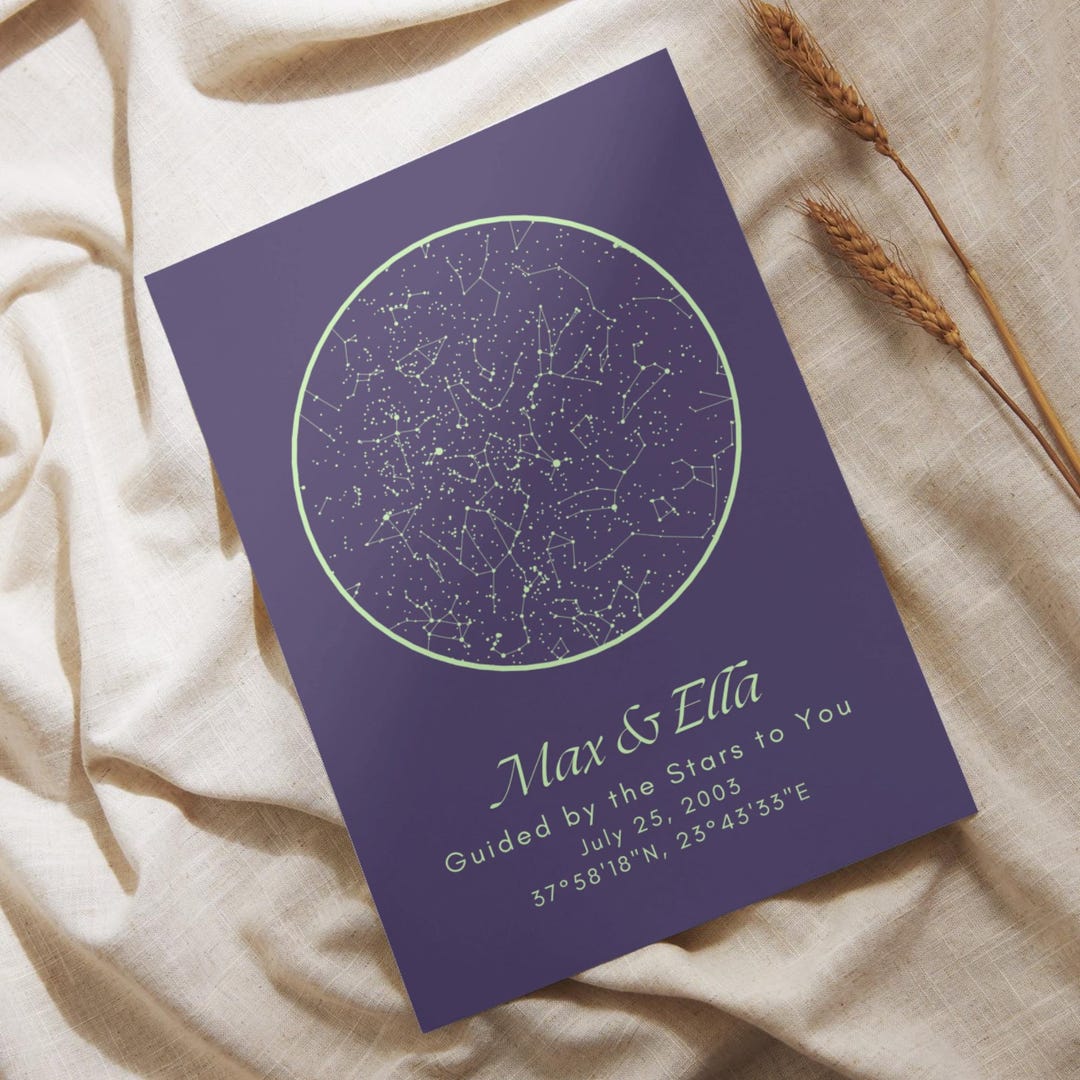 Custom Star Map | Night Sky Print | Day Sky Map | Wedding Gift ...