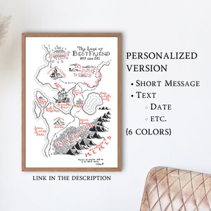 Best Friend Map Poster, Printable Friendship Gift, Gifts for Her ...