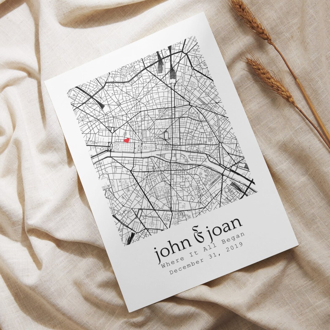 Where It All Began Poster Custom Map Print for Wedding Anniversary Gift ...