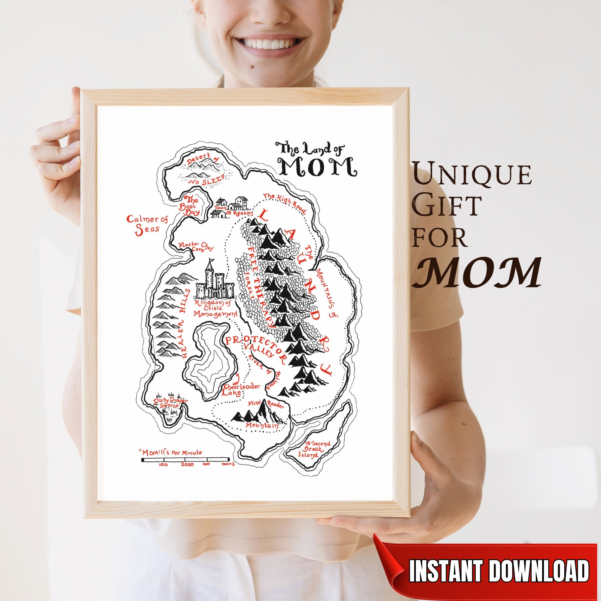 Mom Gift, Printable Mom Map Art, Unique Gift for Mom, Mom Birthday Gift ...