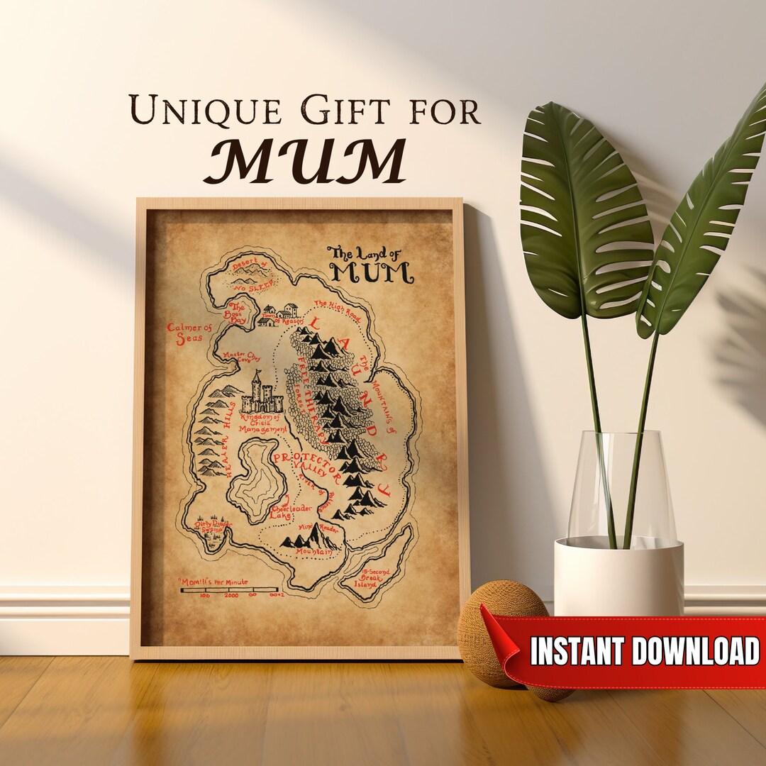 Mum Gift, Printable Mum Map Art, Unique Gift for Mum, Mum Birthday Gift ...