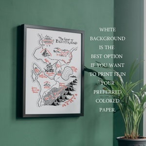 Best Friend Map Poster, Printable Friendship Gift, Gifts for Her ...