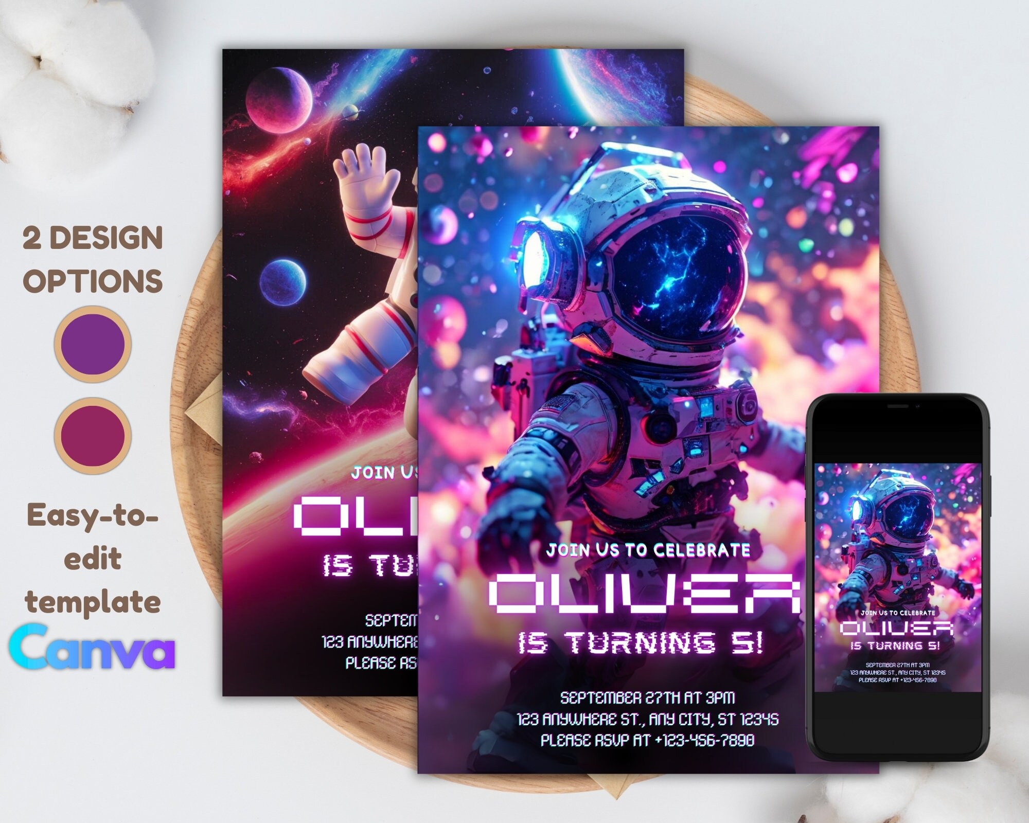 EDITABLE Outer Space Birthday Invitation, Astronaut Bday Party 5th Bday ...