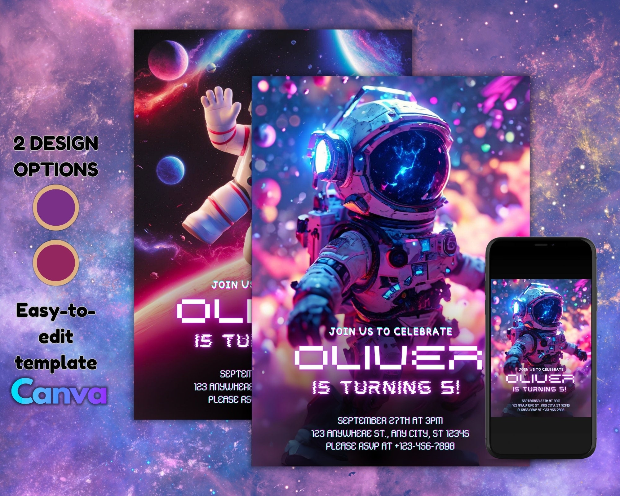 EDITABLE Outer Space Birthday Invitation, Astronaut Bday Party 5th Bday ...