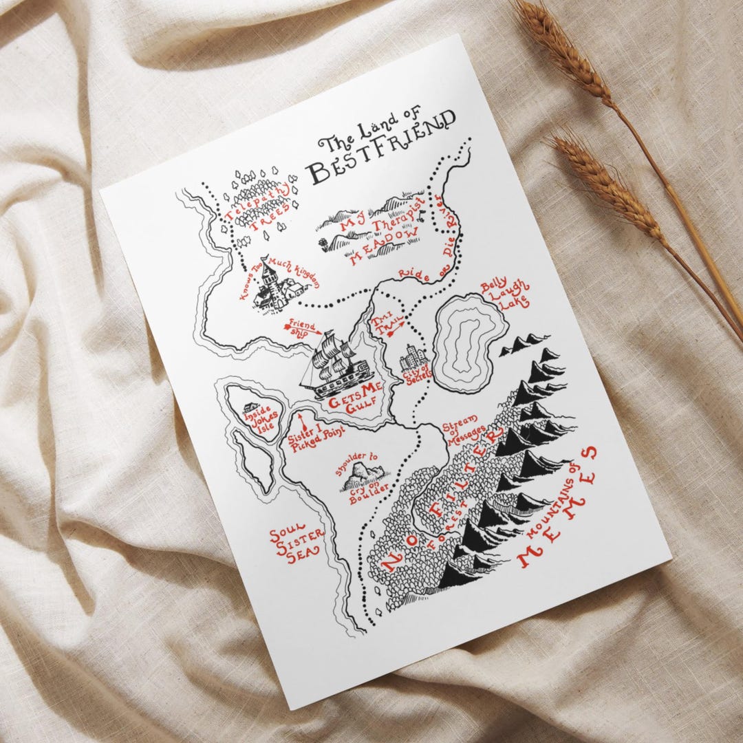 Best Friend Map Poster, Downloadable Friendship Gift, Gifts for Her ...