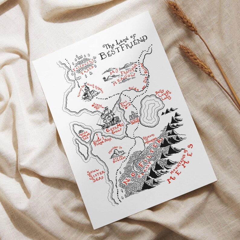 Best Friend Map Poster, Downloadable Friendship Gift, Gifts for Her ...