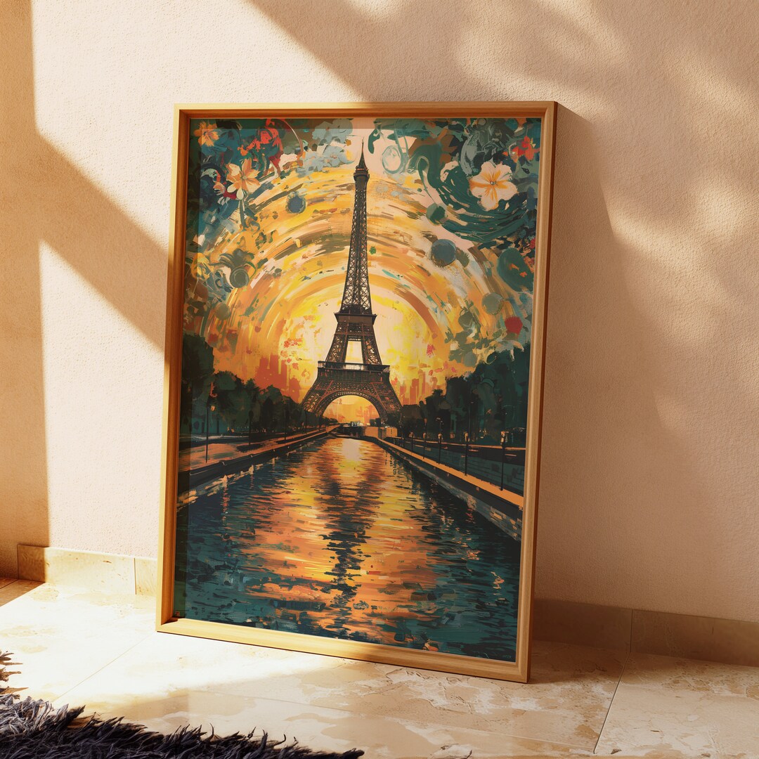 Retro Paris Eiffel Tower Wall Art, Vintage Printable Paris Art Print ...