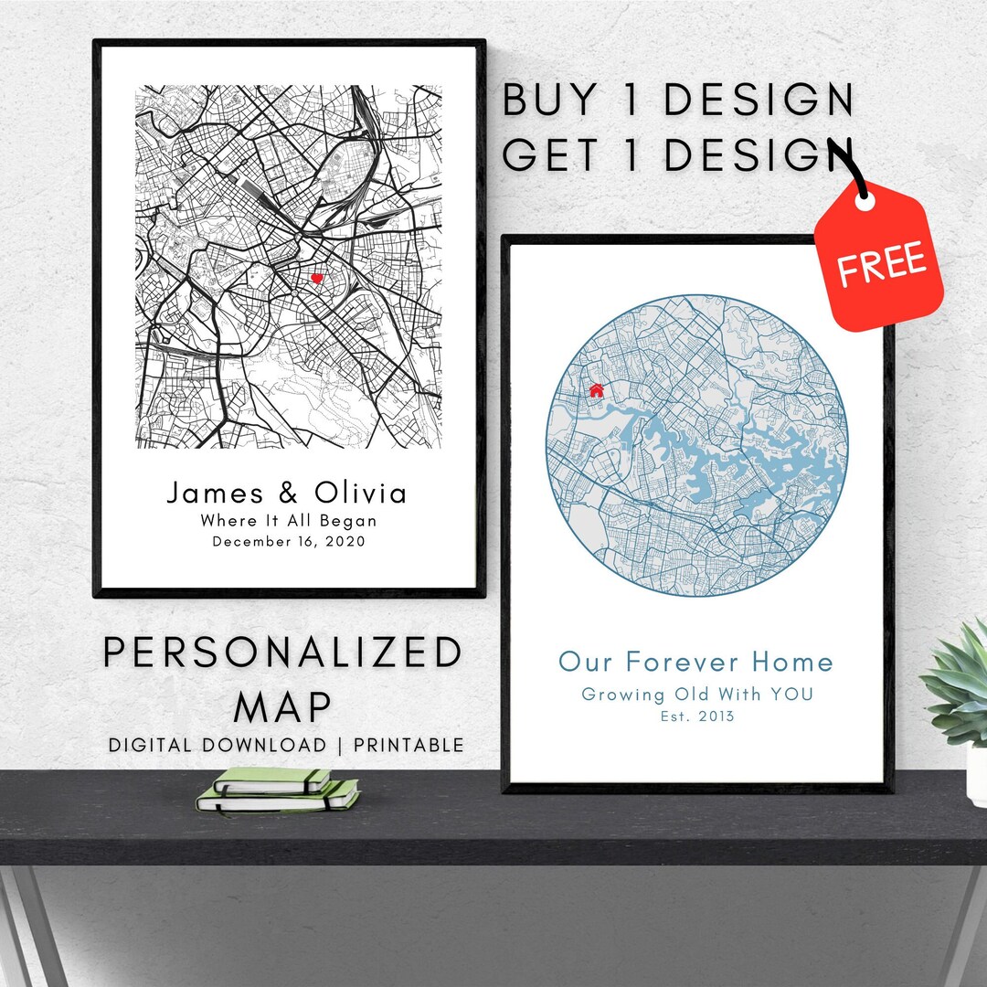 Custom Map Print, Our First Date Map, Personalized Travel Map Gift ...