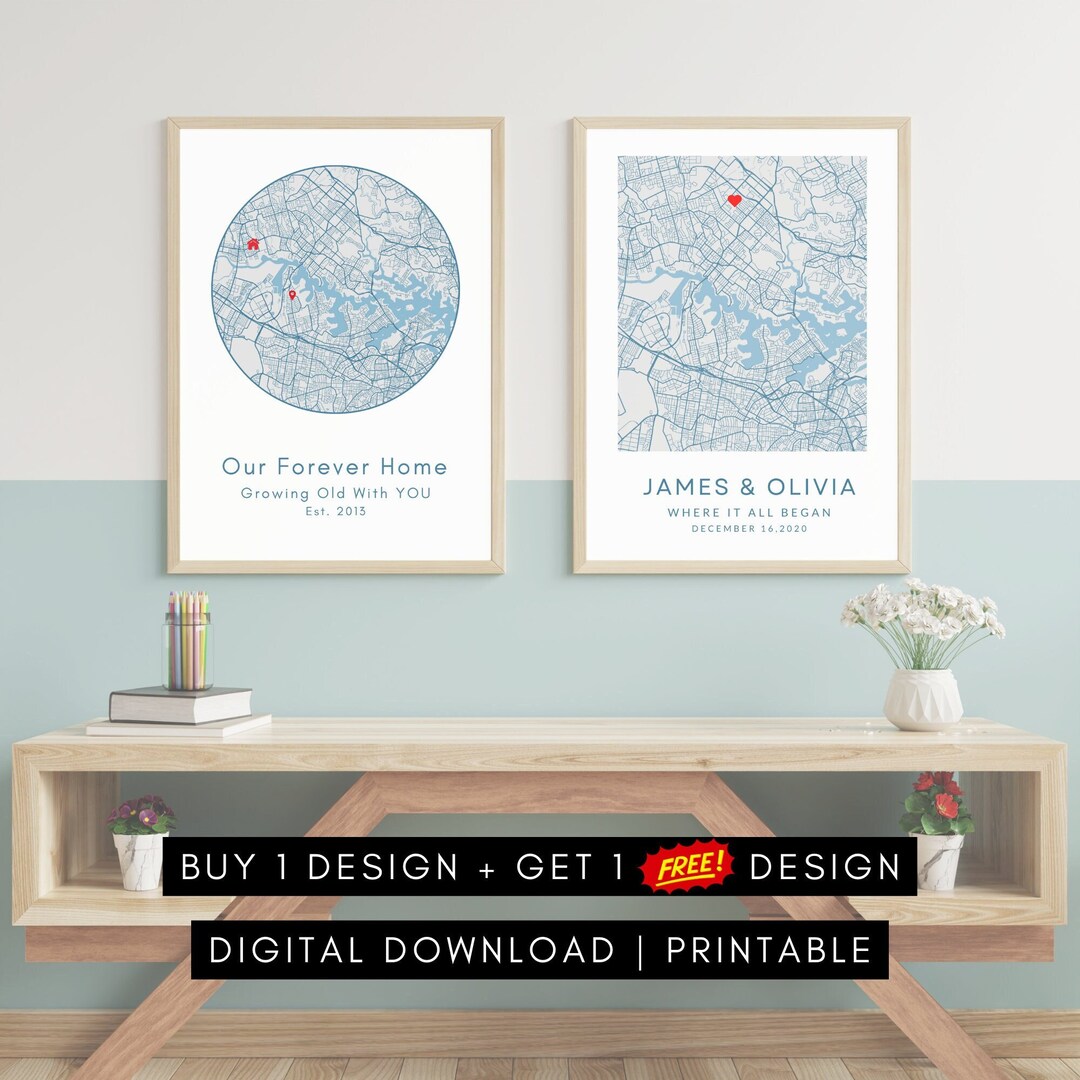 Custom Map Print, Our First Home Map, Personalized Travel Map Gift ...