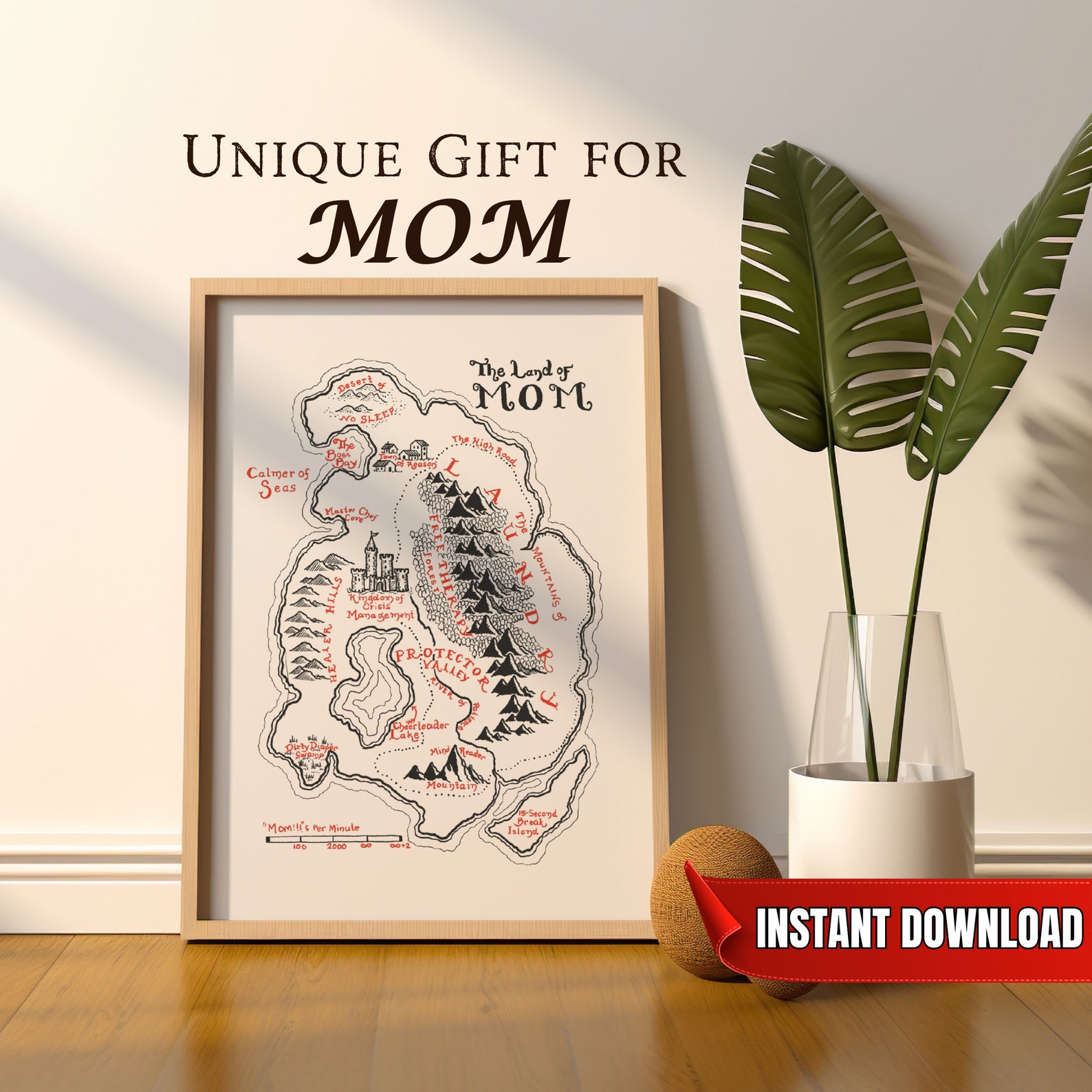 Mom Gift, Printable Mom Map Art, Unique Gift for Mom, Mom Birthday Gift ...