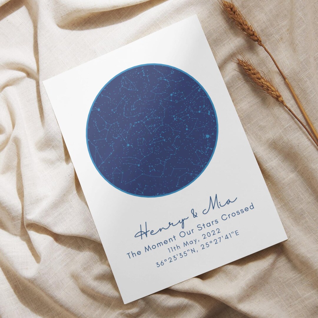Custom Star Map | Night Sky Print | Day Sky Map | Wedding Gift ...