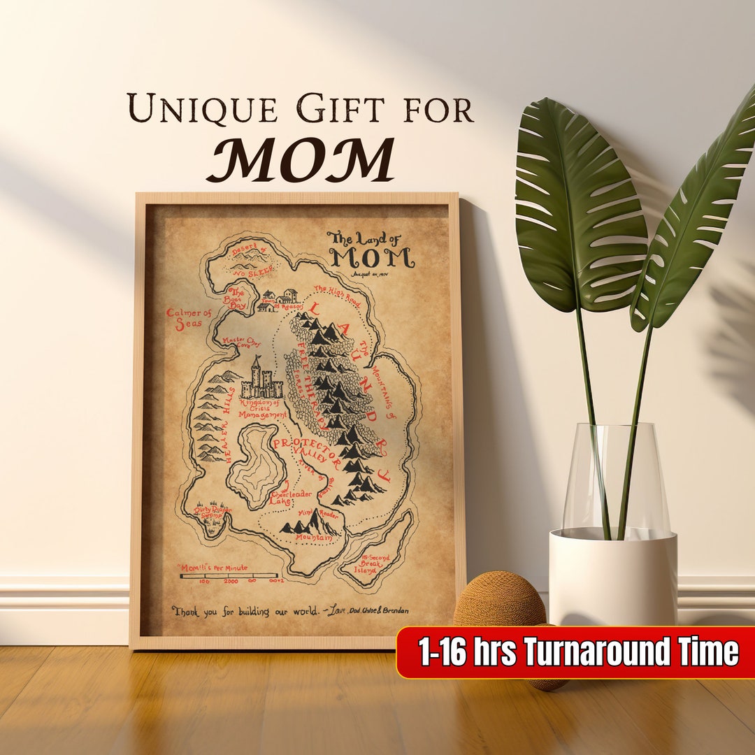 Personalized Mom Gift, Printable Mom Map Art, Unique Gift for Mom, Mom ...