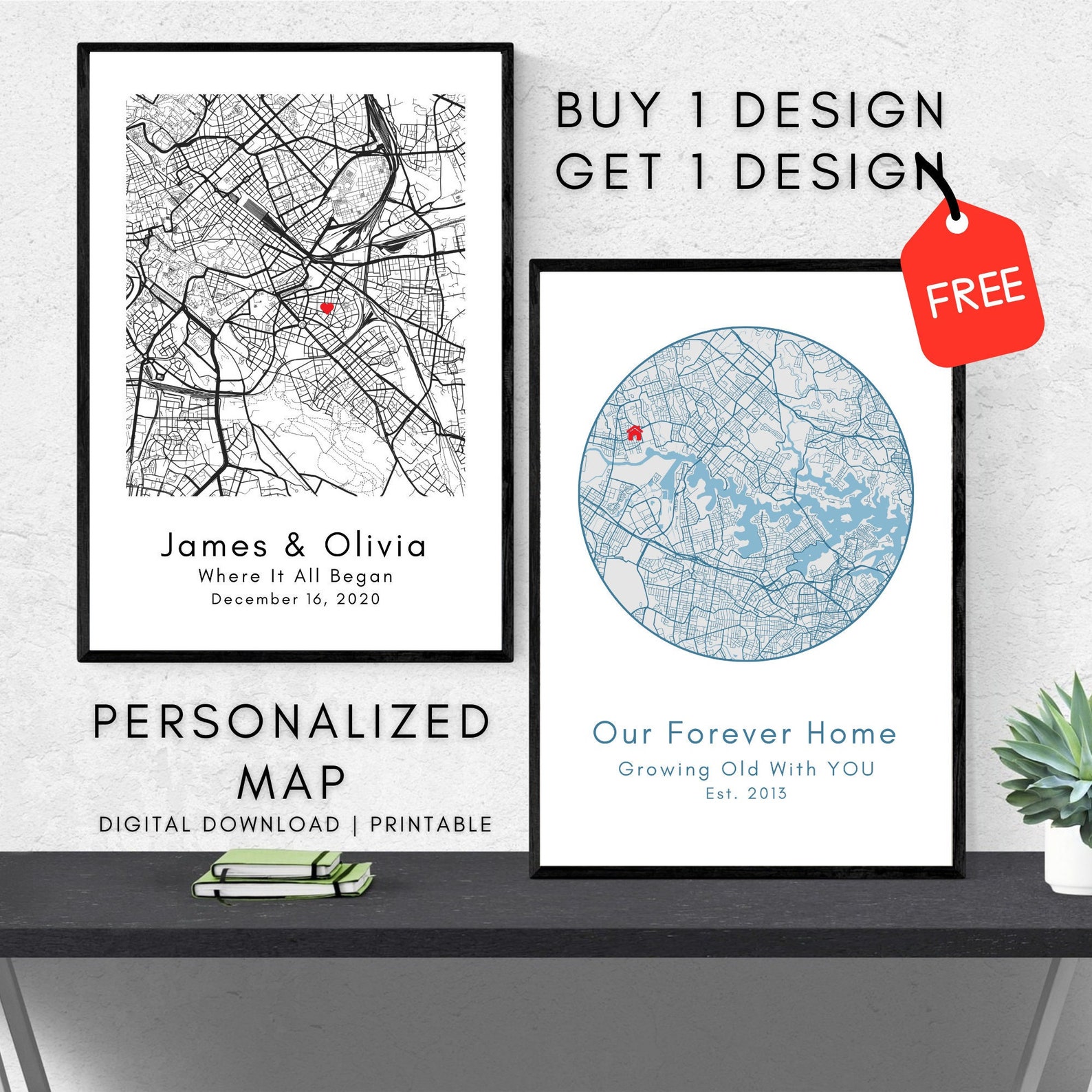 Custom Map Print | Our First Date Map | Housewarming Invitation Card ...