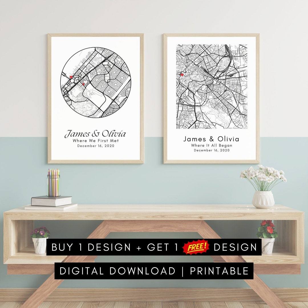 Custom Map Print, Our First Date Map, Personalized Travel Map Gift ...