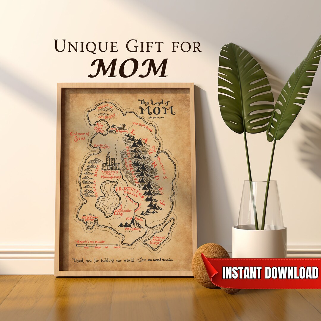 Mom Gift, Printable Mom Map Art, Mom Keepsake, Mom Birthday Gift From ...