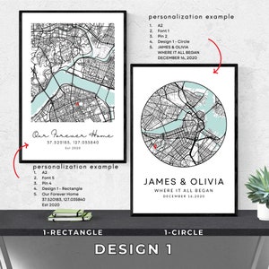 Custom Map Print | Our First Date Map | Housewarming Invitation Card ...