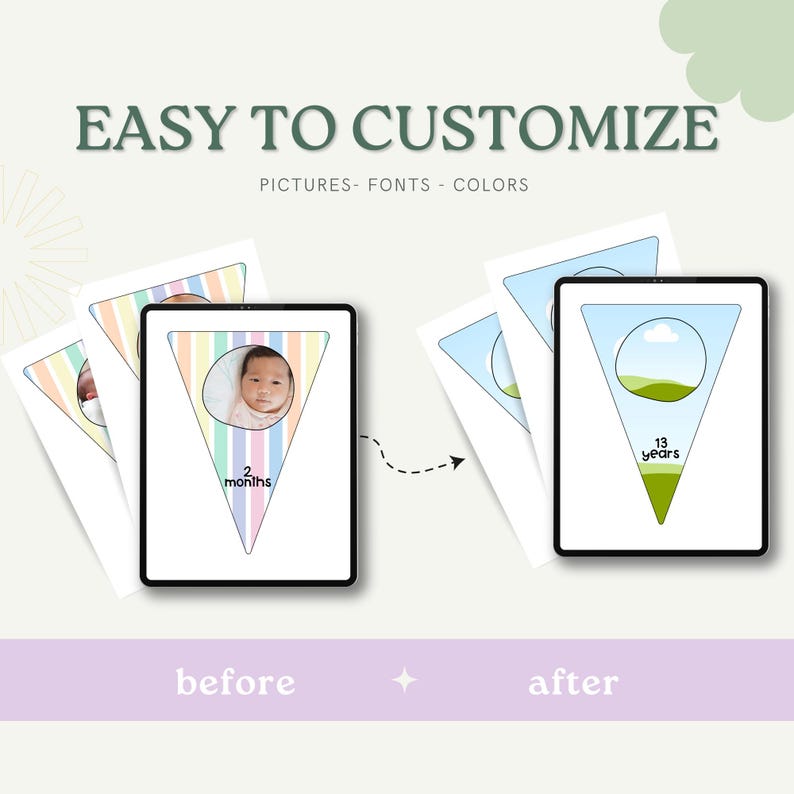 Editable Birthday Banner Photo Template Canva Design for Newborn to 18 ...