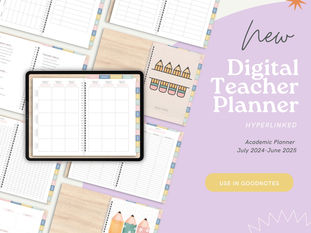 Digital Teacher Planner 2024-2025 Dated & Hyperlinked Goodnotes ...