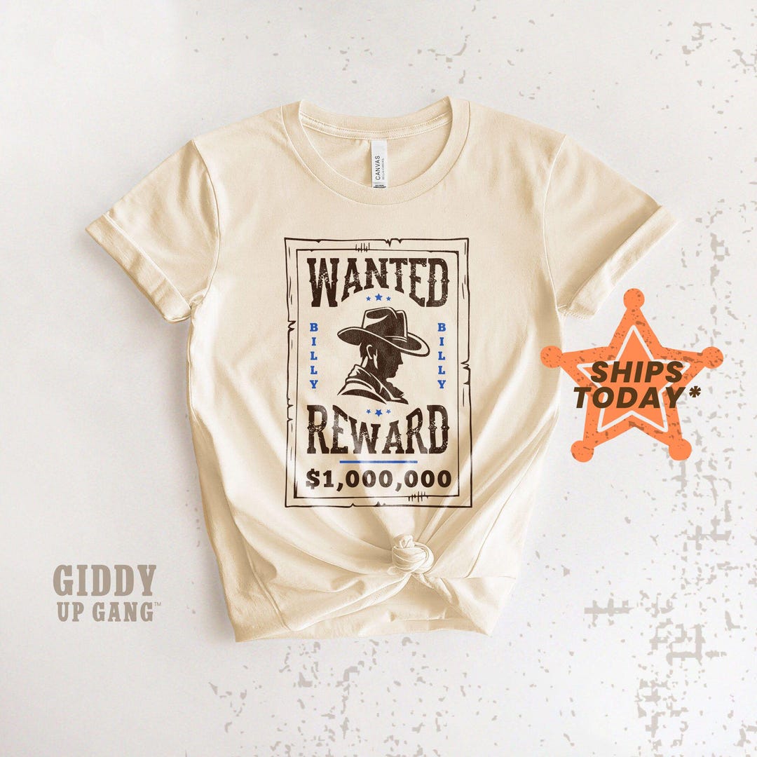 Western Theme Outfit, Wanted Poster Boy With Name Natural Shirts ...