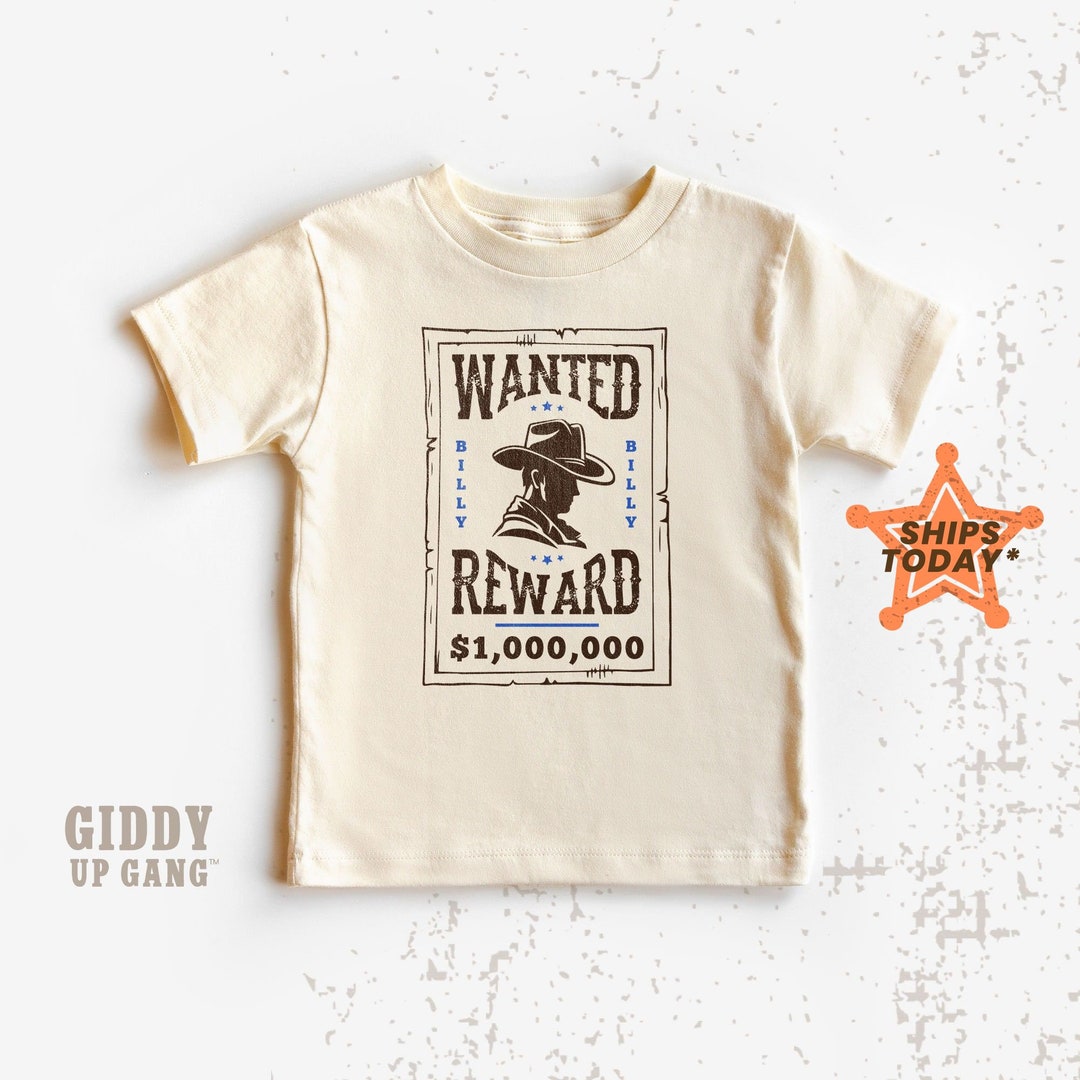 Vintage Natural Outfit, Wanted Poster Boy With Name Kids Shirts, Funny ...