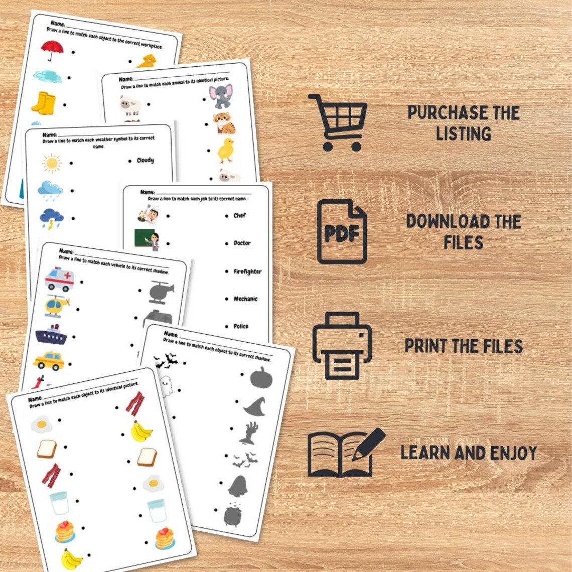 Matching Activities: Preschool Printable Busy Book (PDF) - Etsy