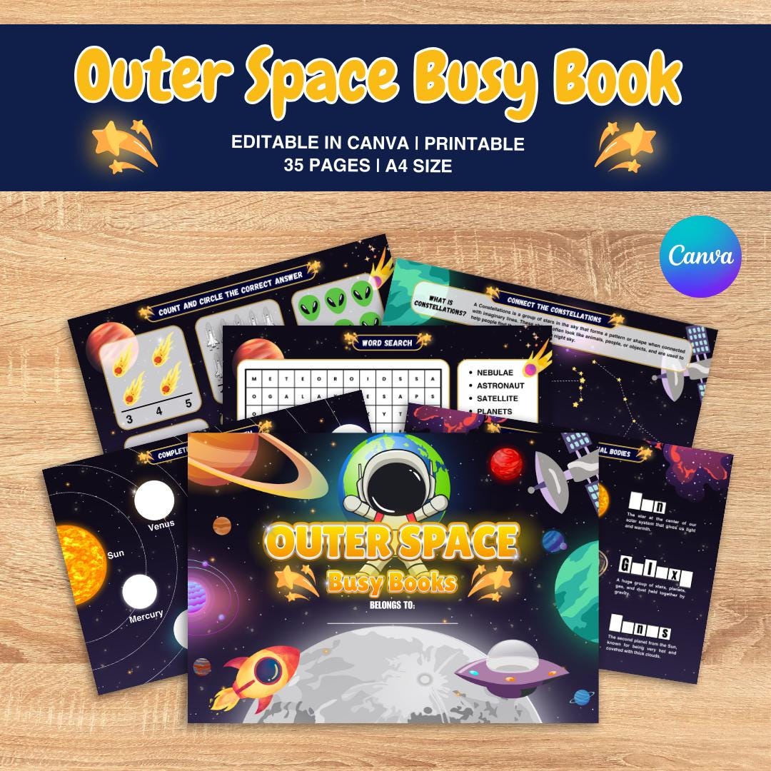 Outer Space Busy Book | Learning Activities for Kids & Toddlers | Solar ...