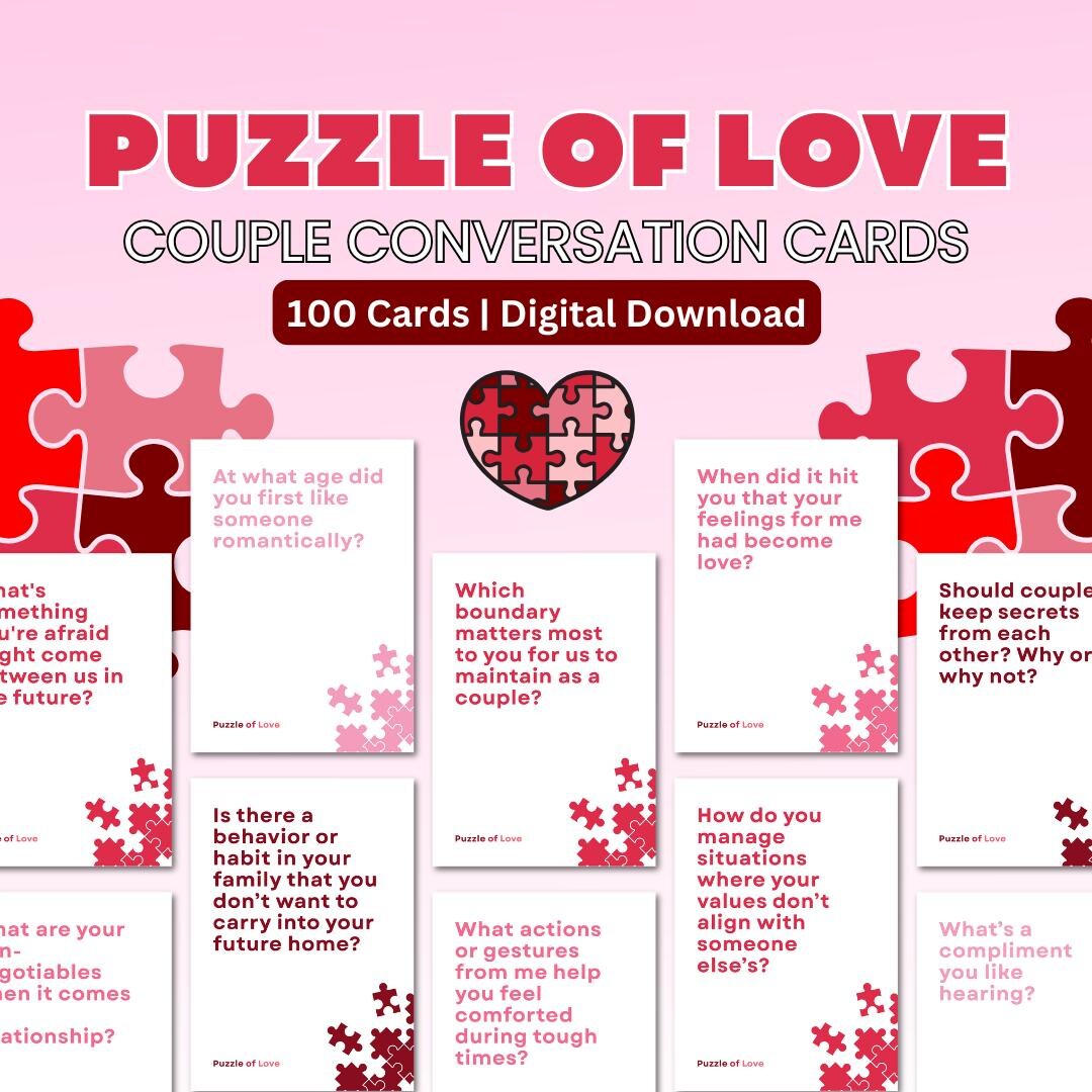 Puzzle of Love: Couple Conversation Cards, Printable Date Night ...