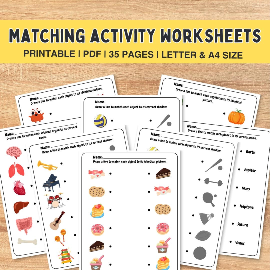 35 Printable Matching Activities for Kids, Matching Activities ...