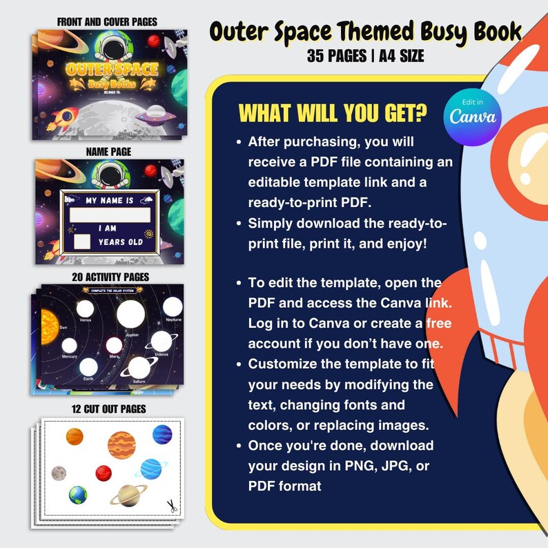 Engaging Space-themed Busy Book for Kids | Educational Solar System ...