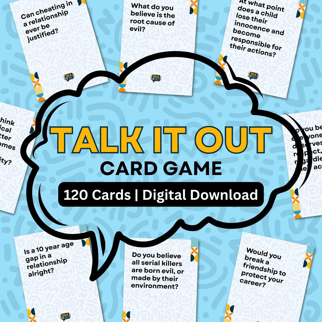 Talk It Out: Conversation Starter Card Game | Digital Download | Hot ...