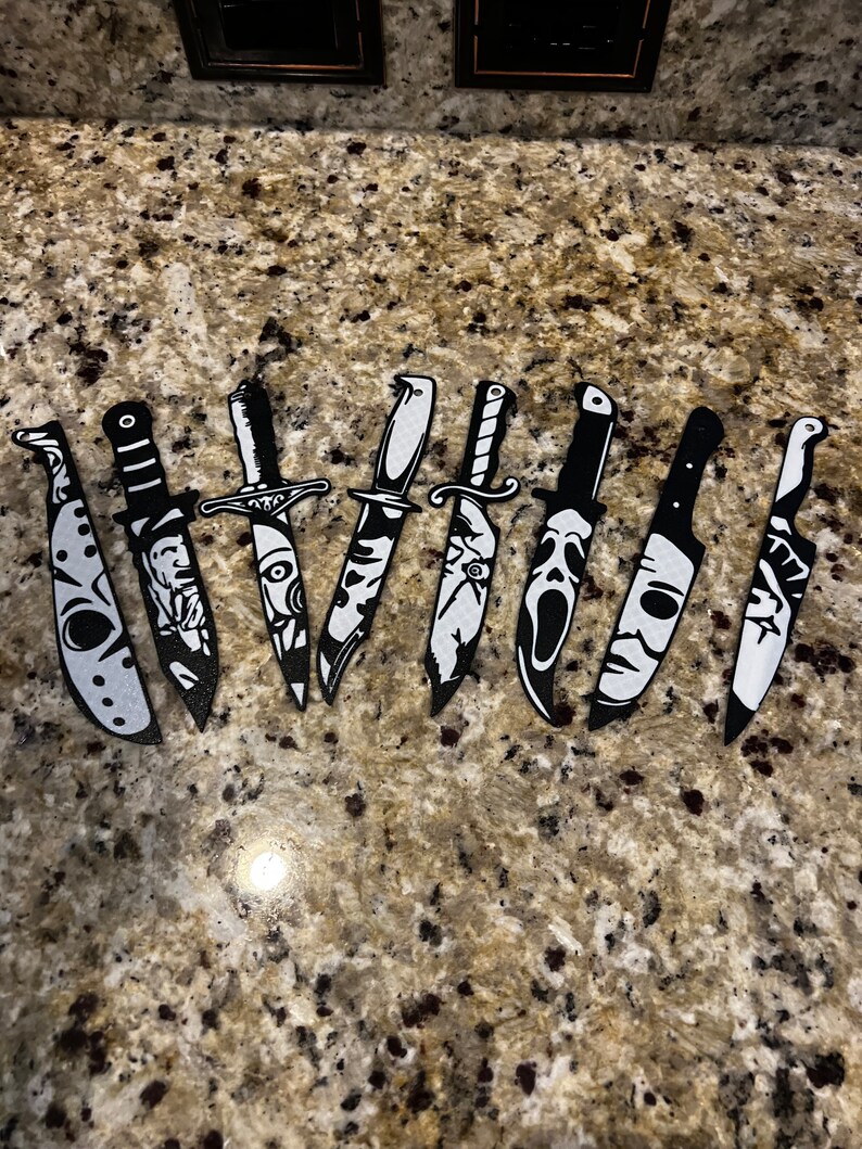 3D Printed Horror Character Knife Bookmarks, Slasher Theme Bookmark, Jason, Ghost Face, Micheal ...