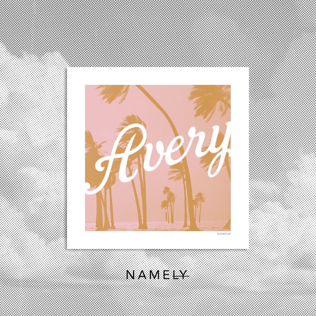 Personalized Name Pink Beach Art Print - Etsy