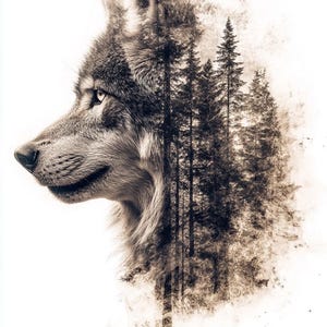 Set of 4 Printable Gray Wolf Wall Art - Etsy