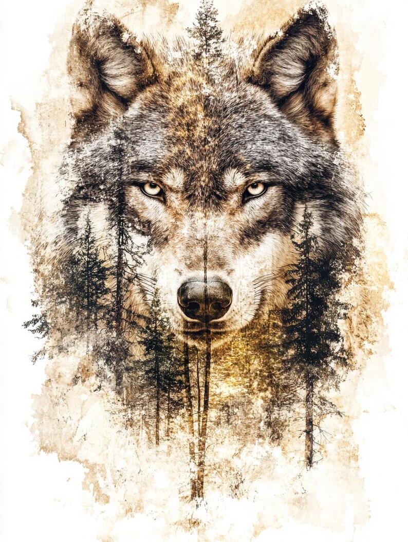 Set of 4 Printable Gray Wolf Wall Art - Etsy