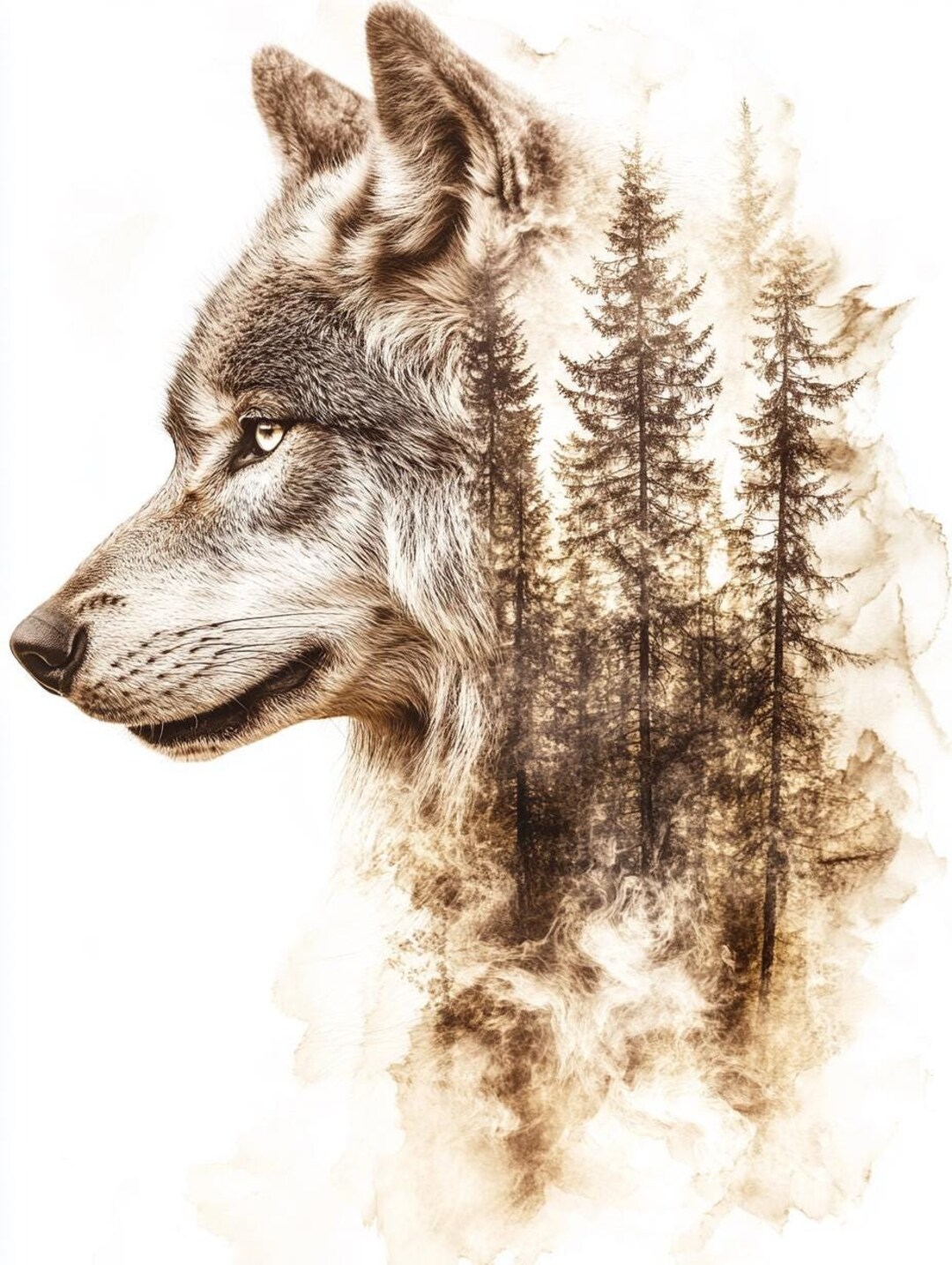 Set of 4 Printable Gray Wolf Wall Art - Etsy