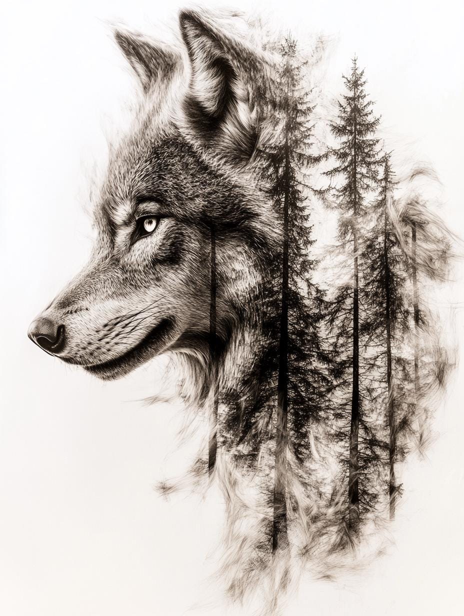 Set of 4 Printable Gray Wolf Wall Art - Etsy