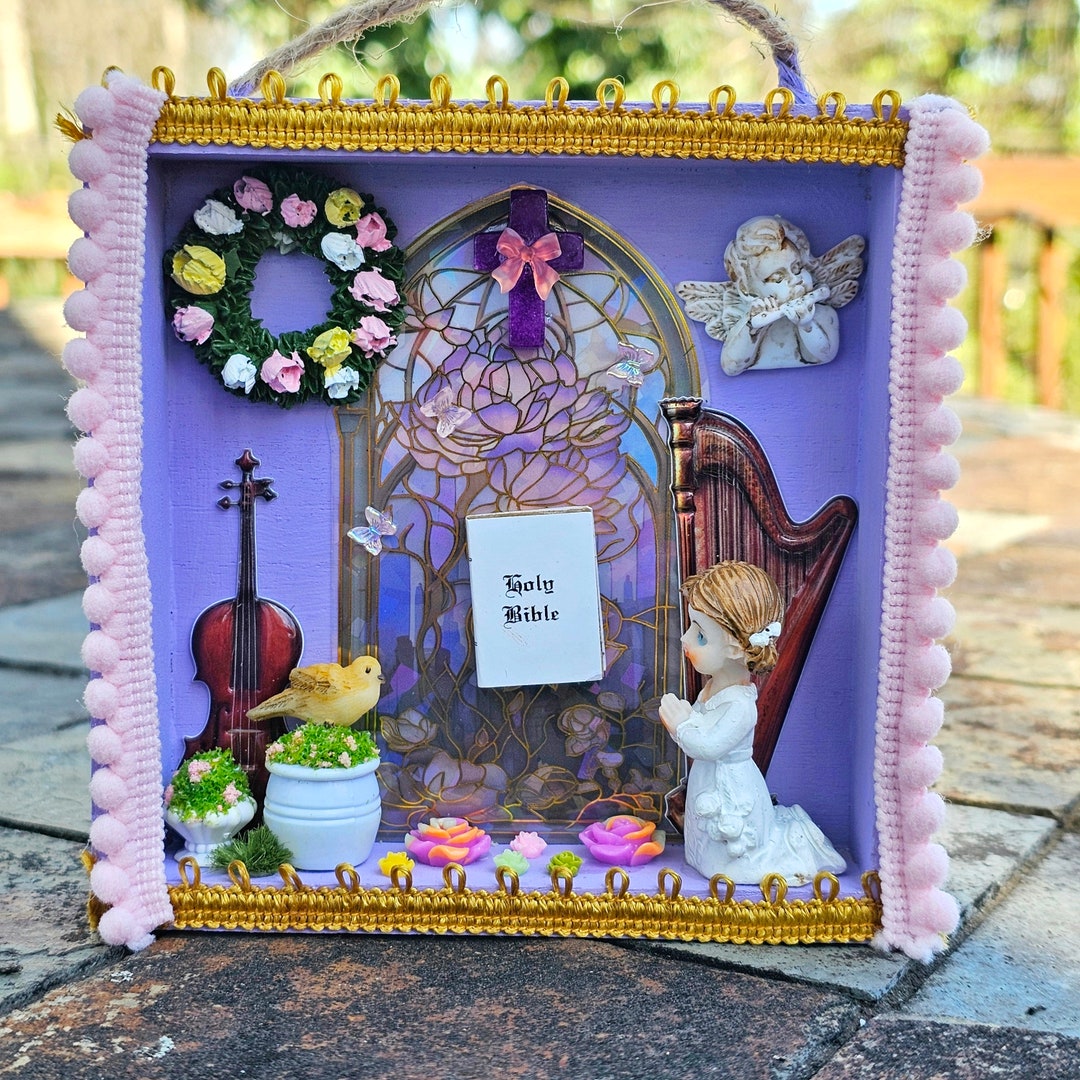 Praying Girl Shadow Box Diorama Mixed Media Assemblage Art First ...