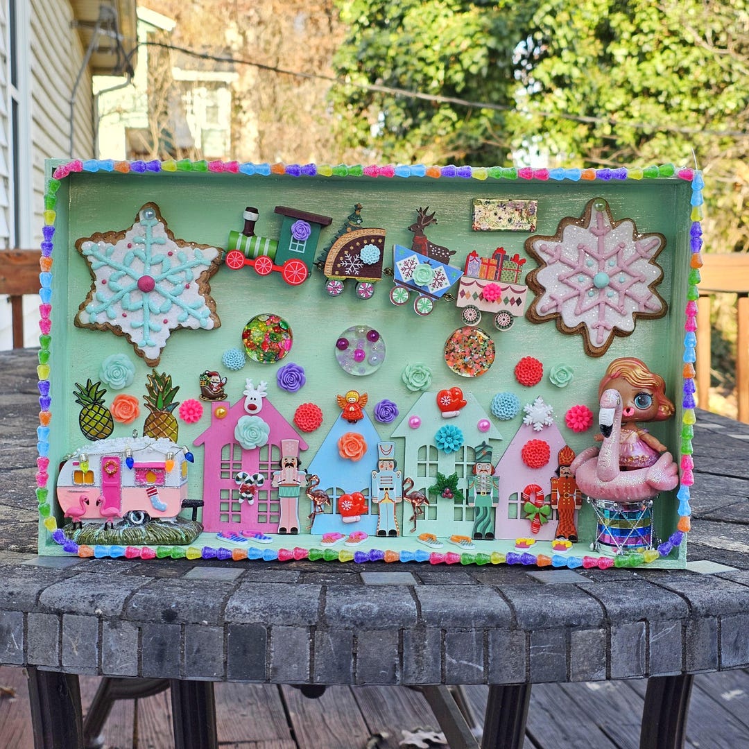Christmas in Florida Diorama-tropical Holiday Shadow Box-pastel ...