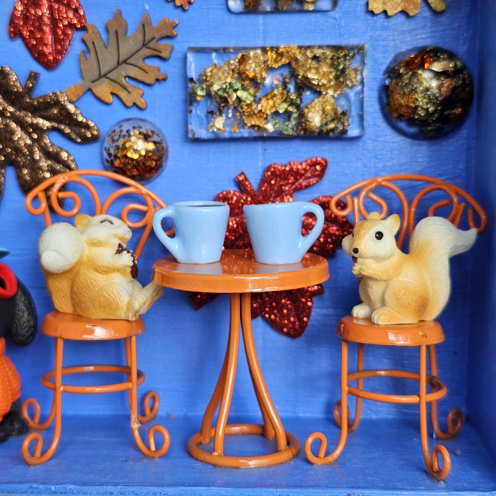 Autumn Bistro Diorama-animal Art Assemblage-coffee Shop Scene Shadow ...