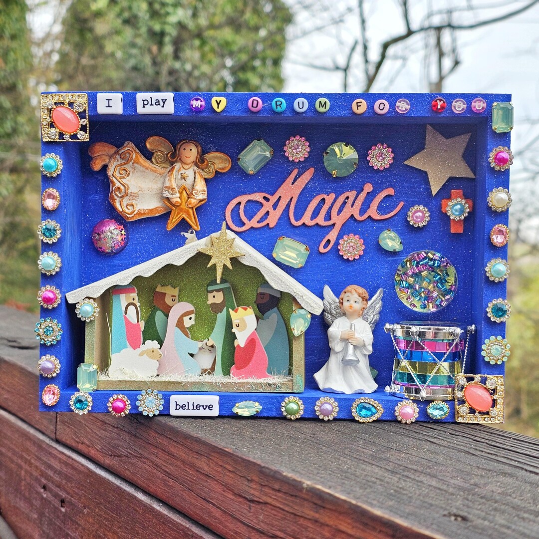Pastel Nativity Scene Diorama-christmas Manger Shadow Box-little ...