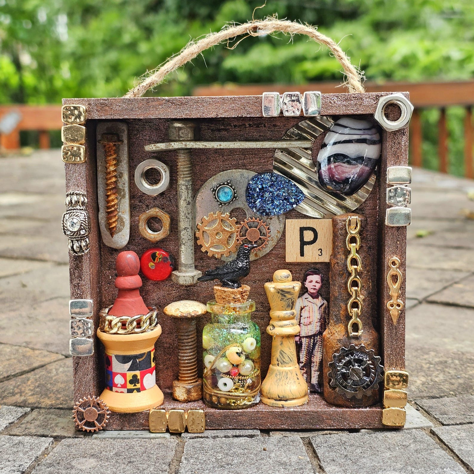 Steampunk Diorama Shadow Box – Upcycled Tools - Chess Piece Art - Etsy