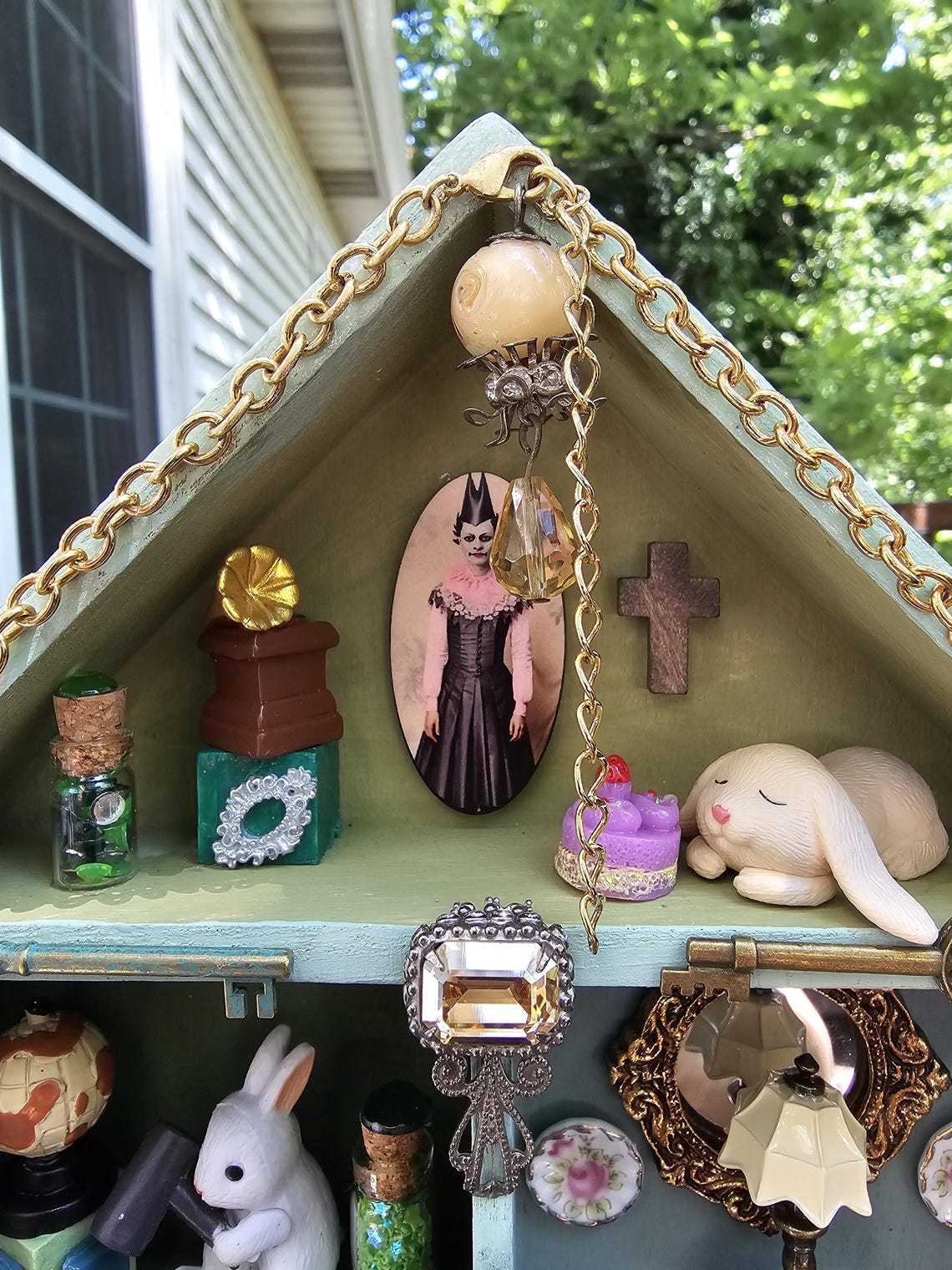 Rebellious Rabbits Diorama: Upcycled Jewelry Shadow Box, Whimsical Wall ...
