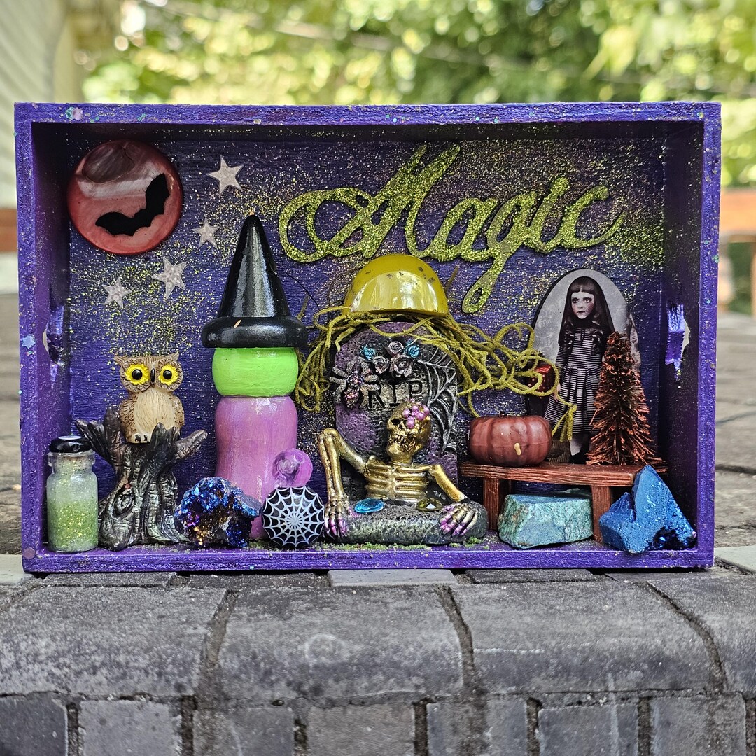 Magic Witch Diorama-halloween Shadow Box-witchy Decor-goth Girl-art ...