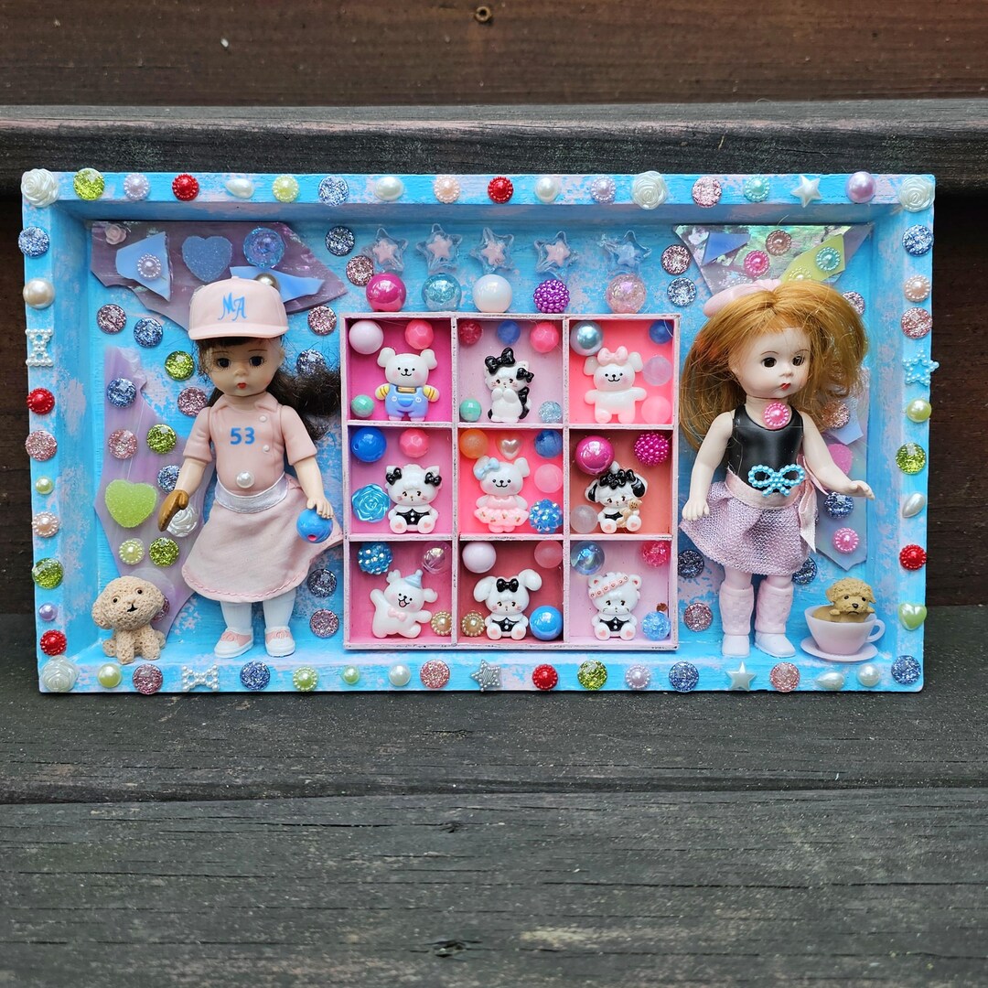 Baseball and Ballet diorama-upcycled Doll Shadow Box-repurposed Dolls ...