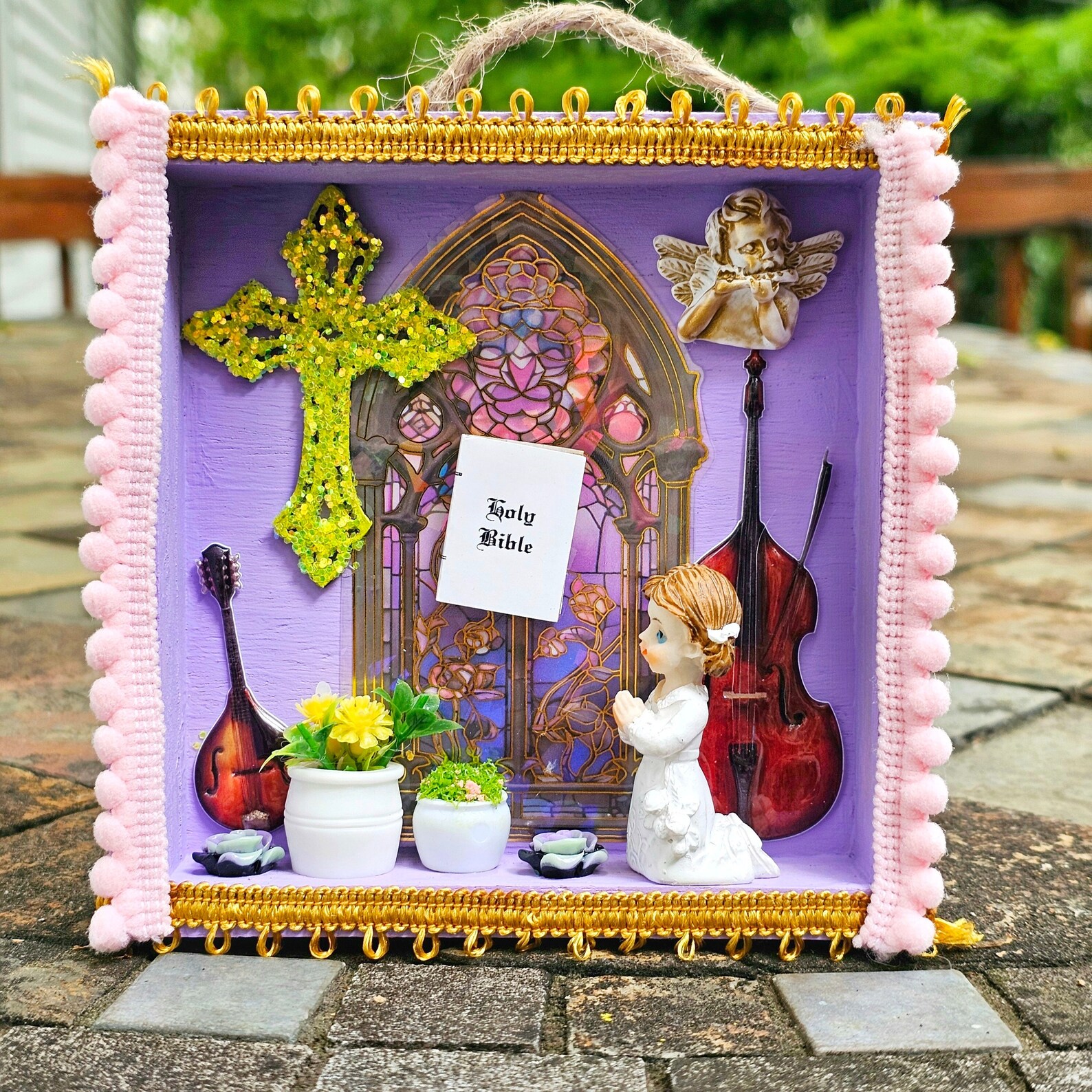 Praying Girl Shadow Box - Diorama - Mixed Media - Assemblage Art ...