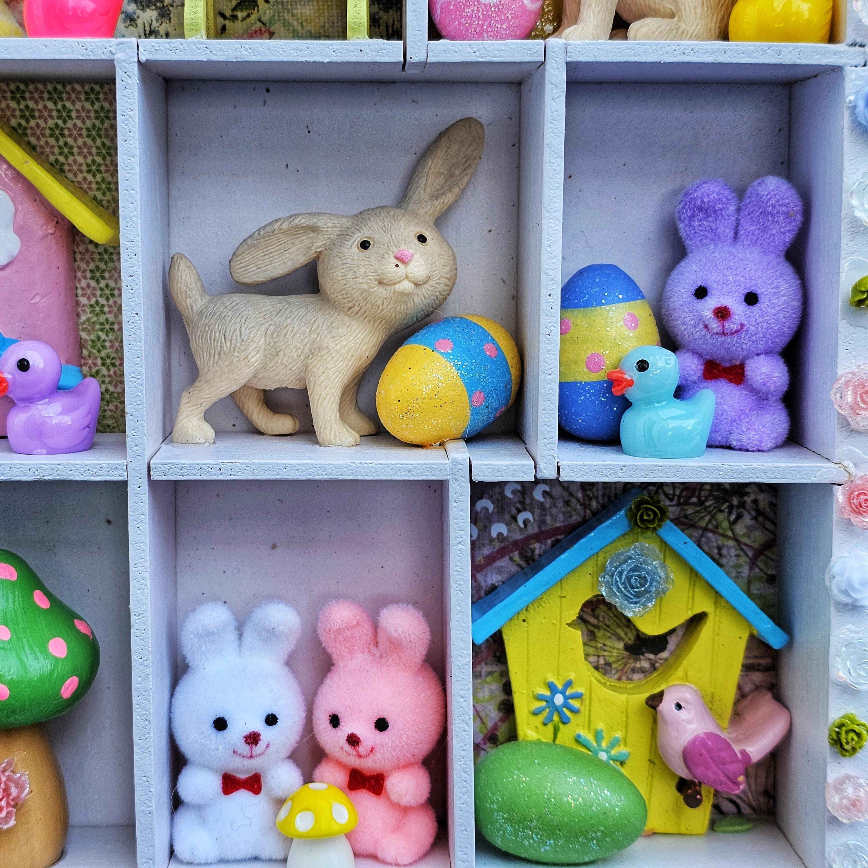 Easter Bunny House Diorama-vintage Shadow Box-spring Wall Art-rabbits ...