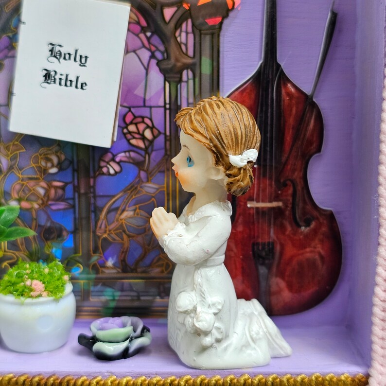 Praying Girl Shadow Box - Diorama - Mixed Media - Assemblage Art ...