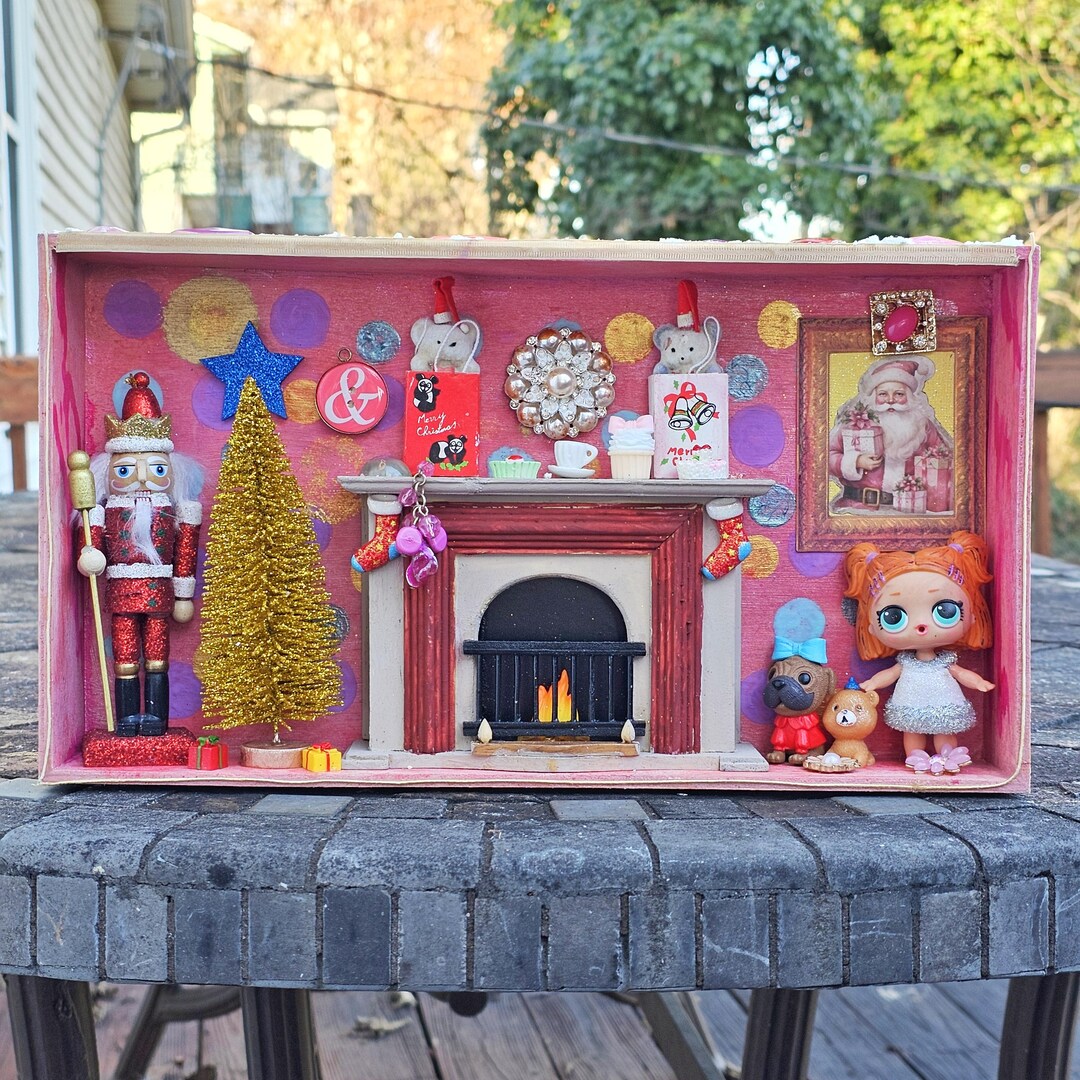 Santa Claus Nutcracker Diorama-christmas Eve Shadow Box-miniatures Art Assemblage-fireplace and ...