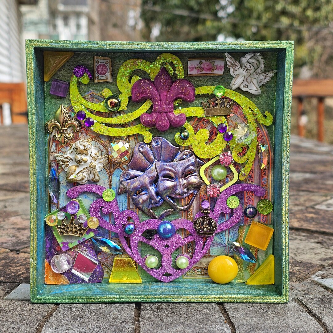 Carnival Time Diorama-mardi Gras Shadow Box-fat Tuesday Assemblage Art ...
